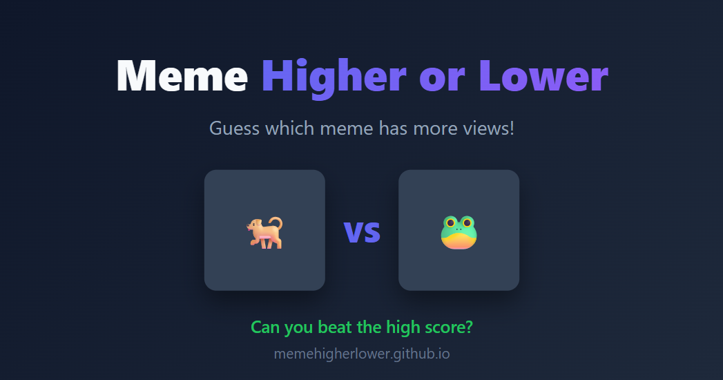 Meme Higher or Lower - Guess Which Meme Has More Views!